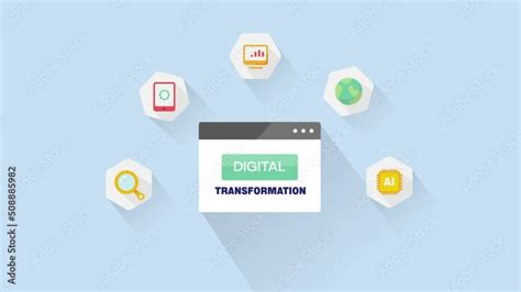 Digital Transformation Technology Including Ai Iot Analytics Marketing Devices Conceptual