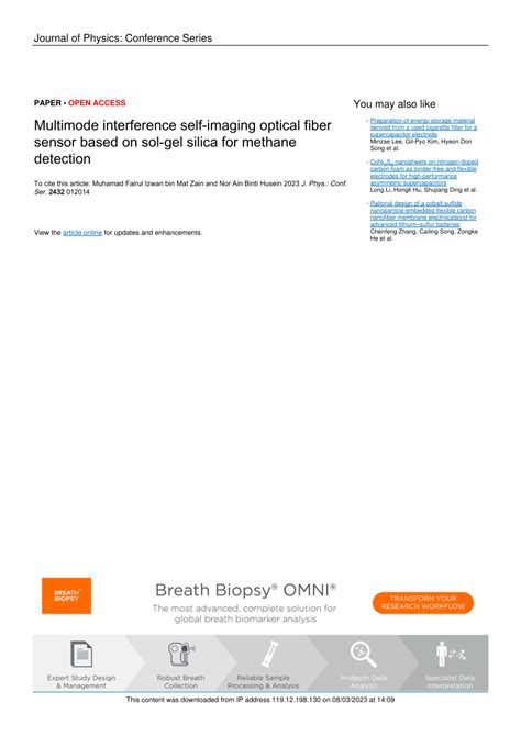 Pdf Multimode Interference Self Imaging Optical Fiber Sensor Based On Sol Gel Silica For