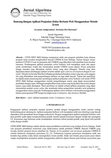 Pdf Rancang Bangun Aplikasi Penjualan Online Berbasis Web Menggunakan Metode Scrum