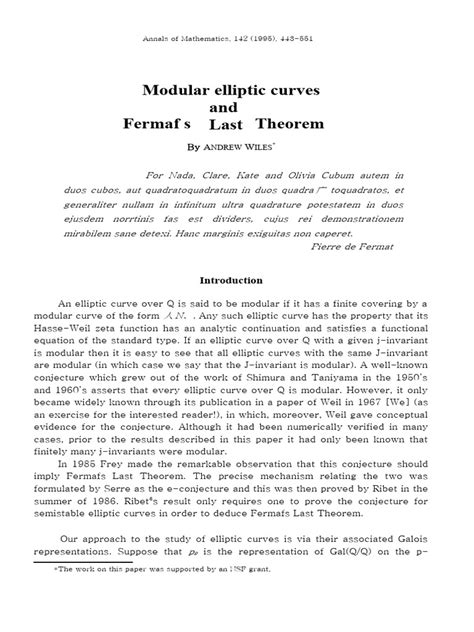 Fermat Pdf Fermats Last Theorem Field Mathematics