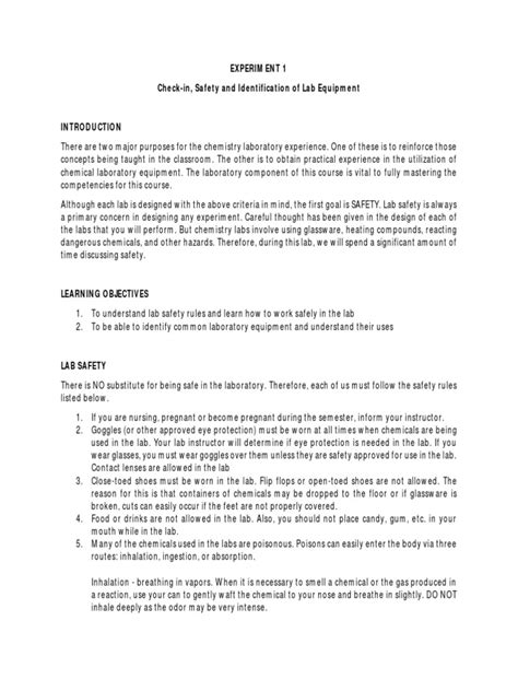Lab Activity 1 Pdf Laboratories Safety