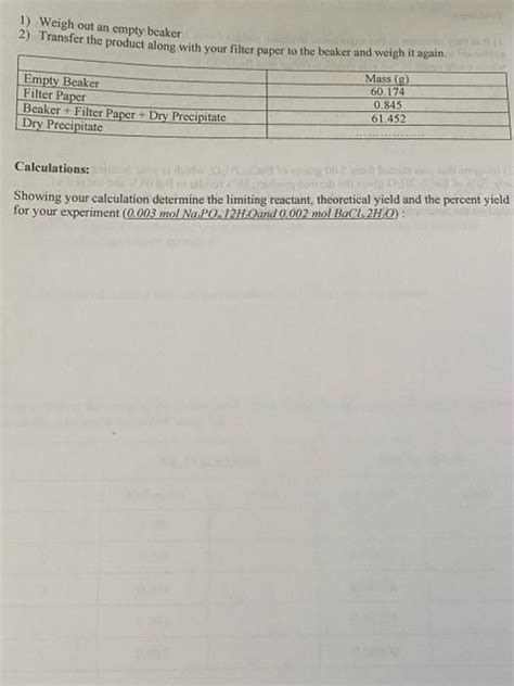Solved Experiment Limiting Reactants Theoretical Yield Chegg