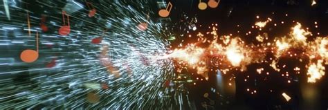 Colorful Explosion Of Music Notes And Sparks In Motion Stock