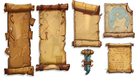 Premium Photo Set Of Old Parchment Scrolls Isolated On White