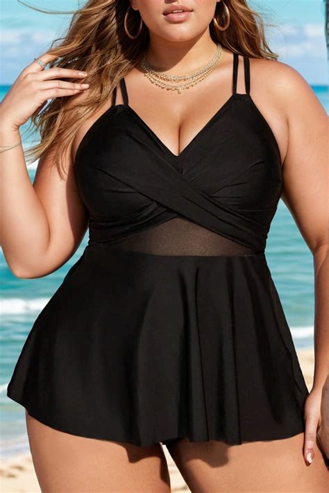 Plus Size Beach Mesh One Piece Swimsuit Meetcurve Meetcurve