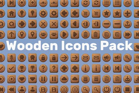 Wooden Ui Buttons And Icons Pack 2d Icons Unity Asset Store