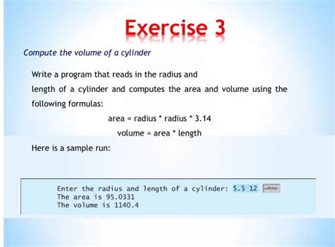 solved compute the volume of a cylinder write a program that
