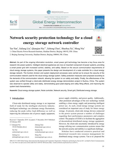 PDF Network Security Protection Technology For A Cloud Energy Storage Network Controller