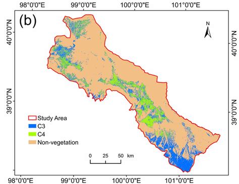 The C3 And C4 Vegetation Classification Results Over The Study Area