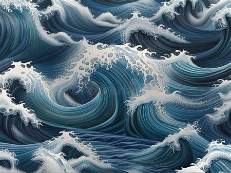 Abstract Blue Background With Smooth Lines And Waves 3d Rendering Seamless Pattern With Blue