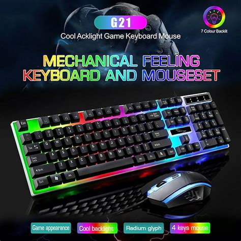 G21 Wired USB Luminous Gaming Keyboard Mouse Mice Computer Laptop Backlit LED Shopee Malaysia
