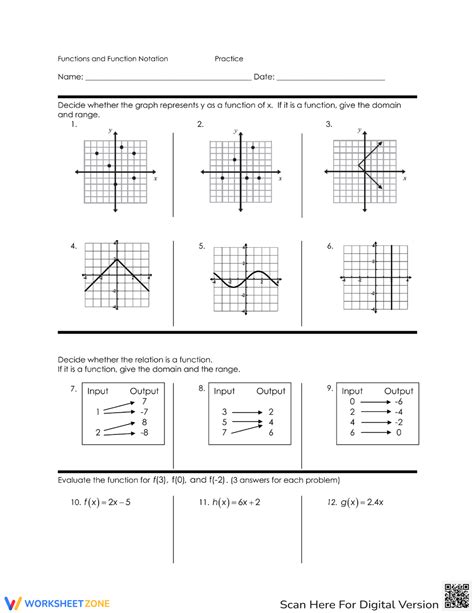 Function Vs Not A Function Worksheet