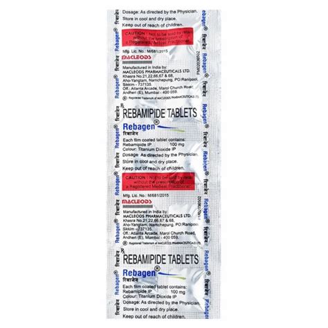 Rebagen Rebamipide 100mg Tablets Non Prescription Treatment Gastric
