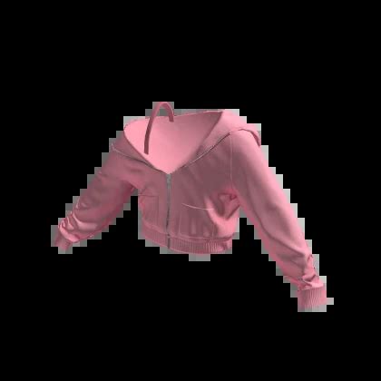 Off Shoulder Cropped Half Zipped Hoodie Pink Roblox Item Rolimons