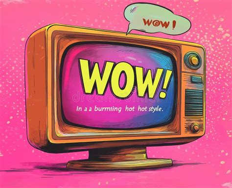 Retro Pop Art Illustration Featuring A Vintage Television Set With Wow