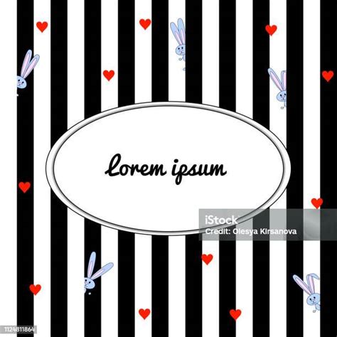 흑백 만화 회색 토끼와 빨간 하트 배경 줄무늬 와 축 하 비문에 대 한 장소 검은색에 대한 스톡 벡터 아트 및 기타 이미지 검은색 귀여운 등장인물 Istock