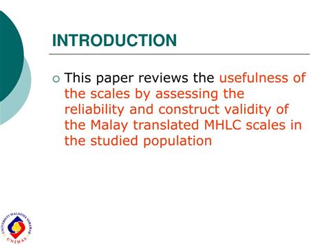 Ppt Reliability And Validity Of The Malay Translated Multidimensional Health Locus Of Control