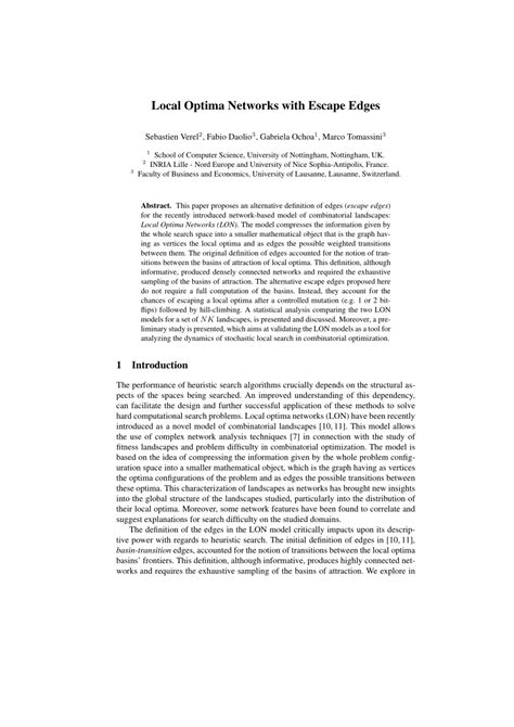 pdf local optima networks with escape edges