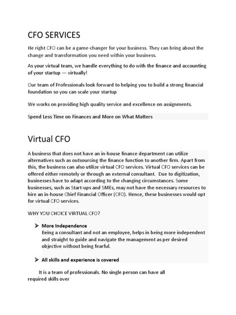 Virtual Cfo Pdf Chief Financial Officer Outsourcing