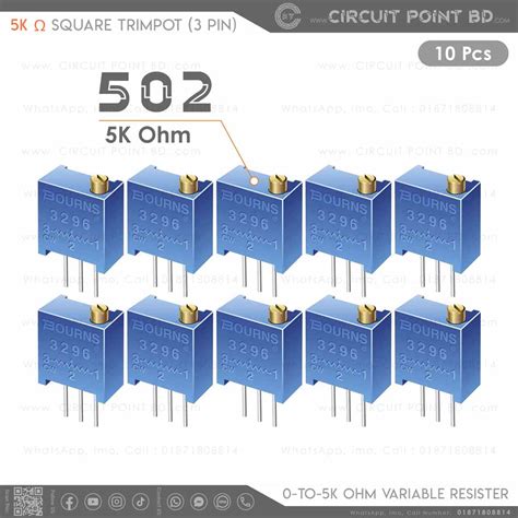 25 Pcs 502 Number Trimpot 5k Ohm Ω Variable Resistor 3296 12w