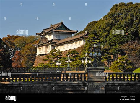 Part Of The Japanese Imperial Palace Seen From Hibiya Park Tokyo