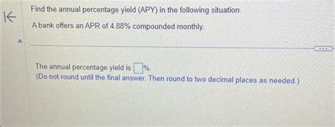 Solved Find The Annual Percentage Yield APY In The Chegg Com
