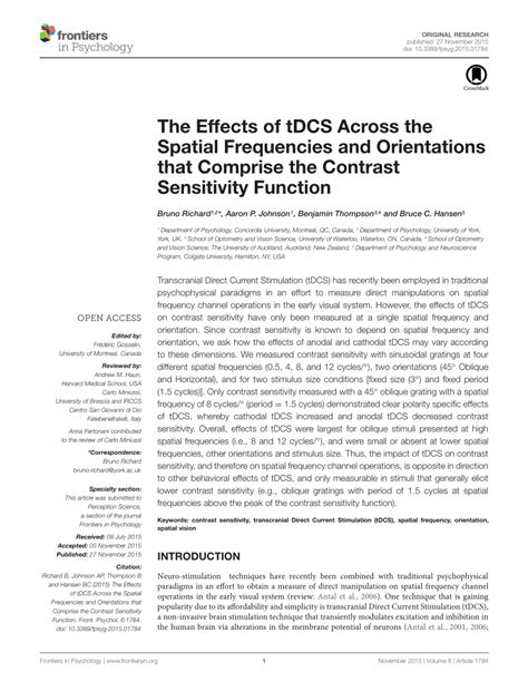 Pdf The Effects Of Tdcs Across The Spatial Frequencies And