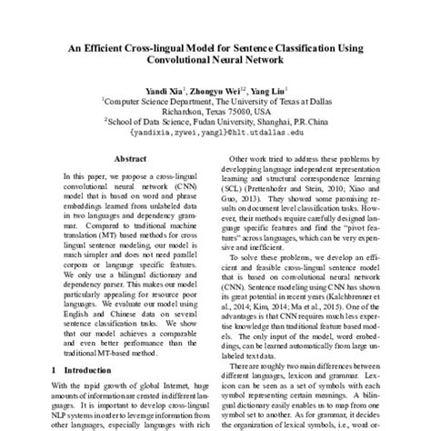 An Efficient Cross Lingual Model For Sentence Classification Using Convolutional Neural Network