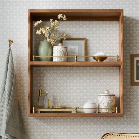 Faye Scallop Shelf With Brass Rails Magnolia Small Shelves Decor