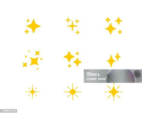 스파클 아이콘 세트 반짝이는 귀여운 만화 별 빛나는 조명 효과 이모티콘 스티커 기호 기호 별 모양에 대한 스톡 벡터 아트 및 기타 이미지 별 모양 이모티콘 스파크