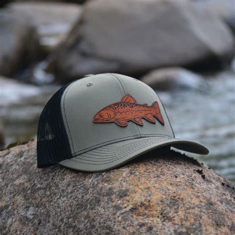 Brook Trout Patch Hat Custom Richardson 112 Leather Patch Hat Leather