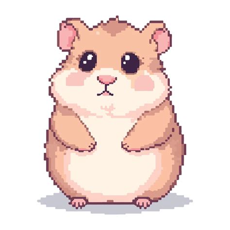 Pixel Hamster Character Standing With Cute Round Body 70997261 Vector