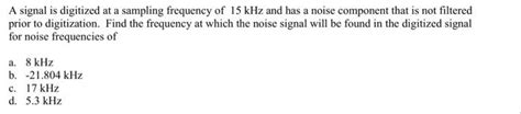 Solved A Signal Is Digitized At A Sampling Frequency Of Chegg