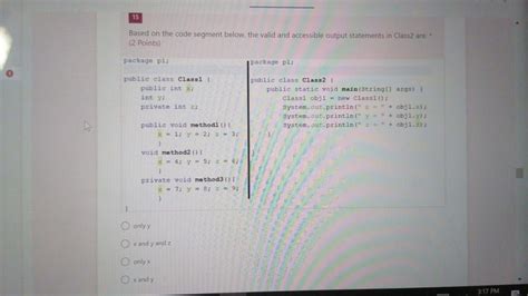 Solved 15 Based On The Code Segment Below The Valid And
