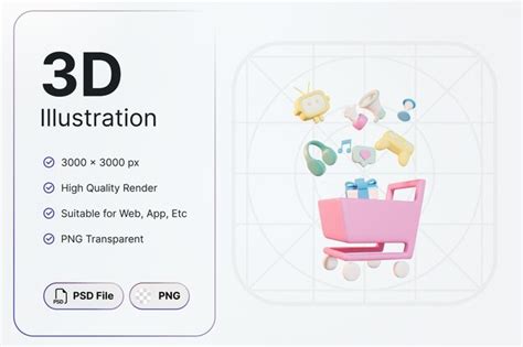 Premium Psd 3d Render Shopping Cart Interface Concept Modern Icon Illustrations Design