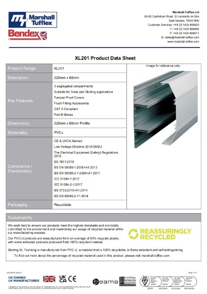 Xl201 Pvc U Trunking Product Data Sheet Marshall Tufflex Ltd Nbs Source