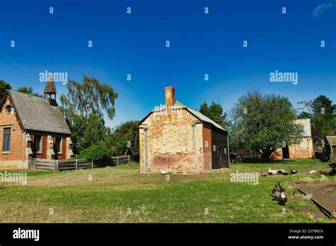 Tiny Church Farm Buildings And Ducks In The Historic Farm And Convict
