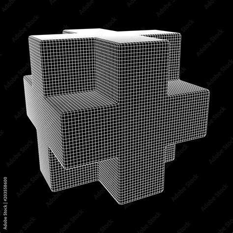 Wireframe Necker Cube Cube Of Connected Lines Molecular Lattice The Structural Grid Of