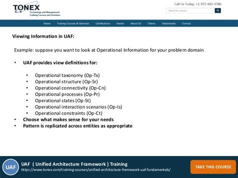 Uaf Training Unified Architecture Framework Training