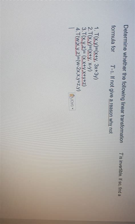 solved determine whether the following linear transformation