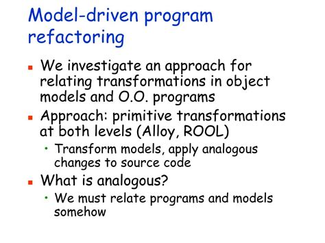 Ppt A Model Driven Approach To Formal Refactoring Powerpoint Presentation Id6539404