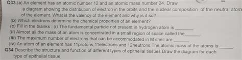 Q33a An Element Has An Atomic Number 12 And An Atomic Mass Number 24
