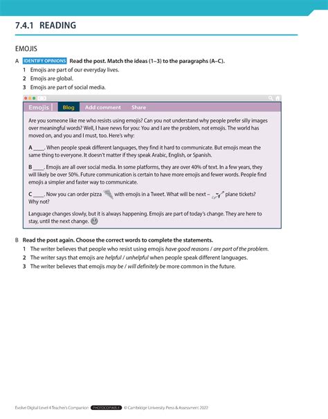 evolve digital level 4 worksheets 7 4 emojis a identify opinions read