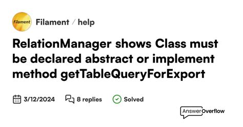 Relationmanager Shows Class Must Be Declared Abstract Or Implement