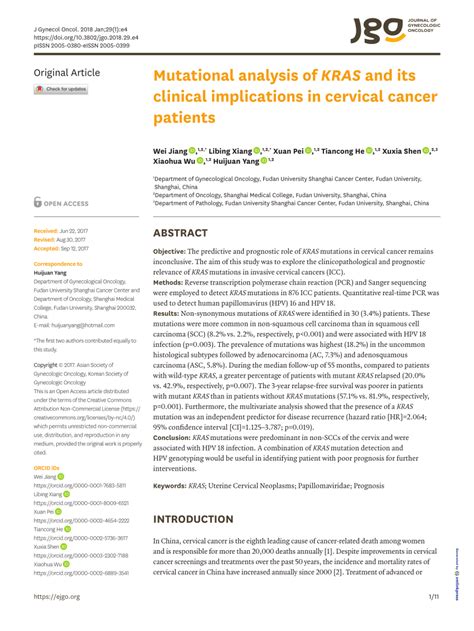 Pdf Mutational Analysis Of Kras And Its Clinical Implications In