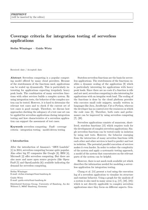 Pdf Coverage Criteria For Integration Testing Of Serverless Applications