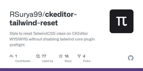 Github Rsurya99ckeditor Tailwind Reset Style To Reset Tailwindcss Class On Ckeditor Wysiwyg