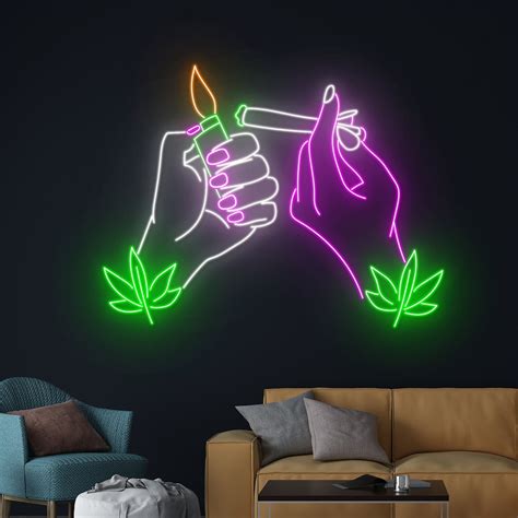Weed Neon Sign Weed Leaf Neon Light Weed Leaves Led Light Smoke Led