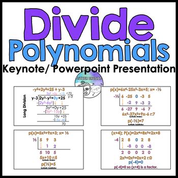 Dividing Polynomials PowerPoint Lesson By Esther Brunat TPT