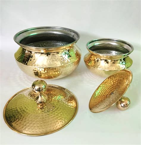 Brass Cooking Pot Set Handi Degchi Patili With Lid Tin Kalai